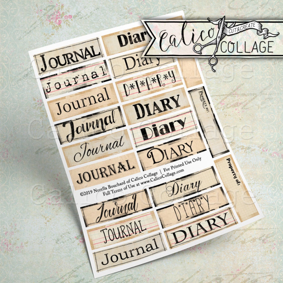 Printable Journal and Diary Words Collage Sheet for Junk | Etsy