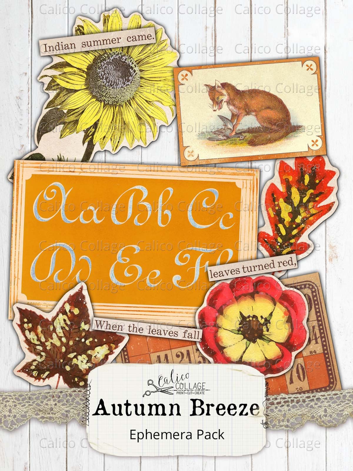 Printable Autumn Ephemera Pack, Junk Journal Kit Vintage Fall ...