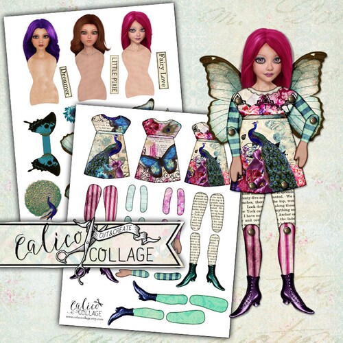 PAPER DOLLS Digital Altered Art Digital Collage Sheet for - Etsy