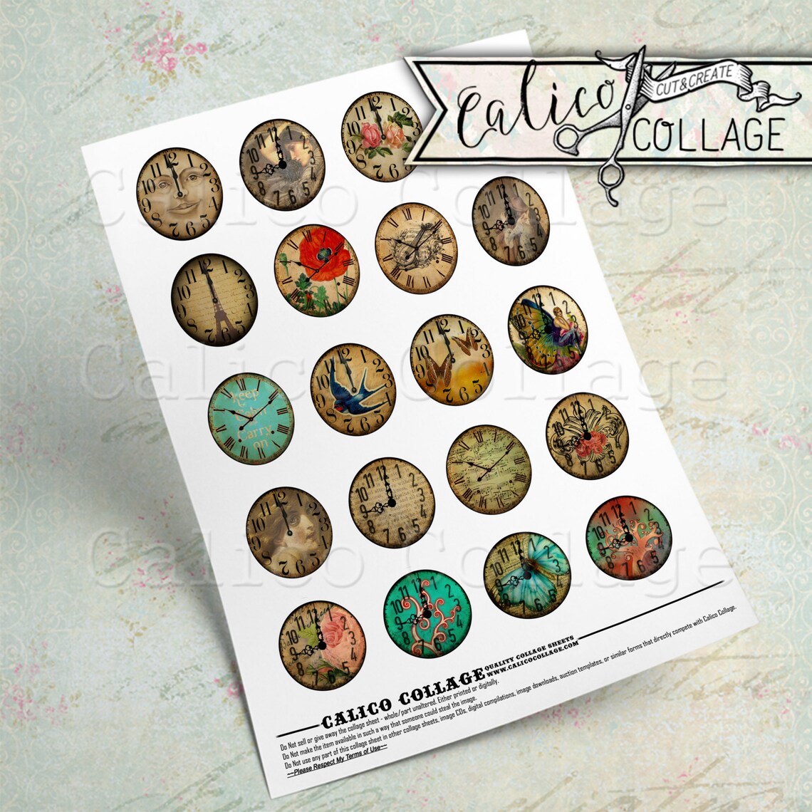 Printable Antique Clock Faces Junk Journal Ephemera Pack | Etsy