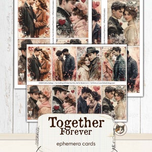 Valentine Junk Journal Printable, Couples Ephemera Cards, Digital ...