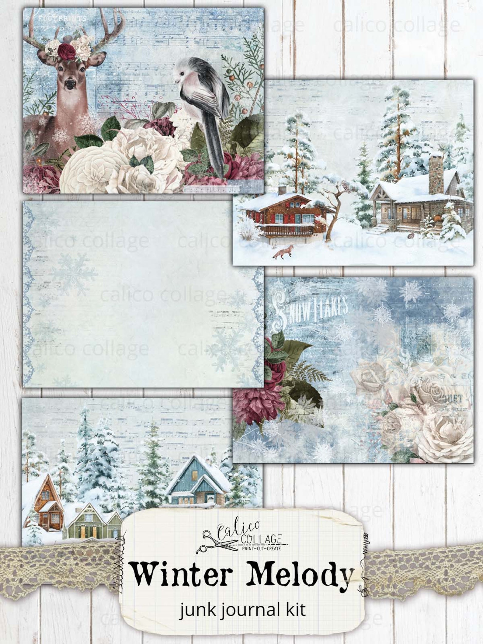 Printable Winter Junk Journal Kit Winter Melody Ephemera - Etsy