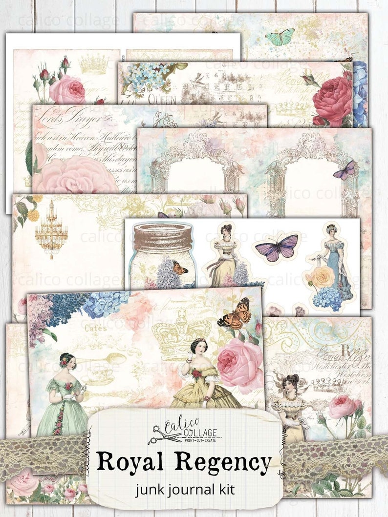 Royal Regency Junk Journal Kit, Regency Fashion Ephemera, Floral ...