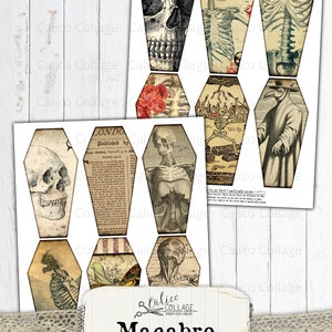 Macabre Coffin Tags, Printable Junk Journal Tags Ephemera Pack ...
