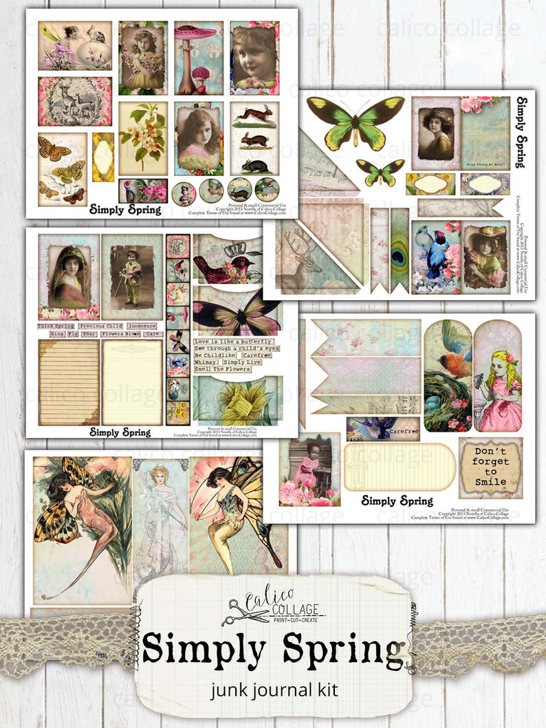Spring Junk Journal Kit Bullet Journal Supplies Ephemera - Etsy