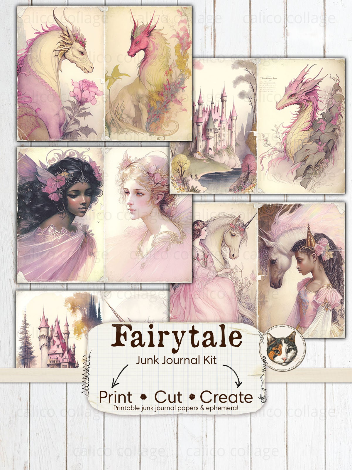 Enchanting Fairytale Junk Journal Kit, Vintage Printable Ephemera Pack ...