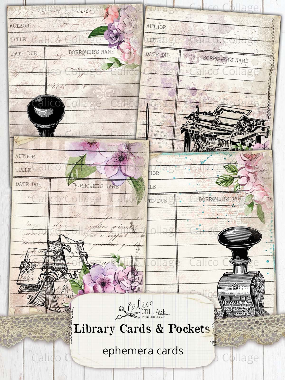 Printable Library Cards and Pockets Junk Journal Supplies - Etsy