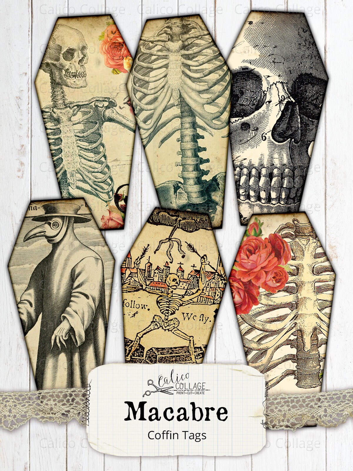 Macabre Coffin Tags Printable Junk Journal Tags Ephemera - Etsy