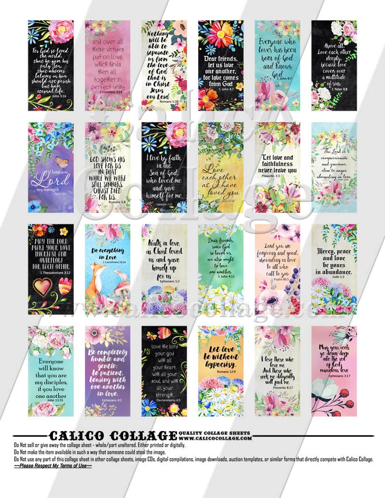 Bible Verses Printable Download Digital Collage Sheet 1x2 - Etsy
