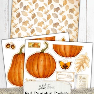Fall Junk Journal Pockets, Autumn Ephemera, Pumpkin Pockets, Fall ...
