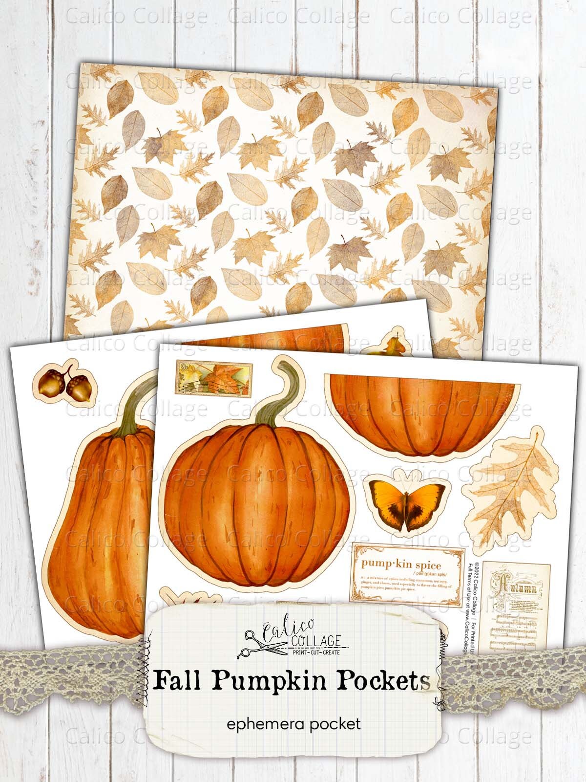 Fall Junk Journal Pockets, Autumn Ephemera, Pumpkin Pockets, Fall ...