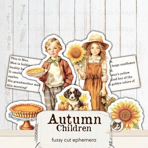 Autumn Paper Dolls Junk Journal Printables, Autumn Children Fussy Cut ...