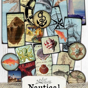 Printable Nautical Ephemera Pack, Collage Sheet, Junk Journal Supplies ...