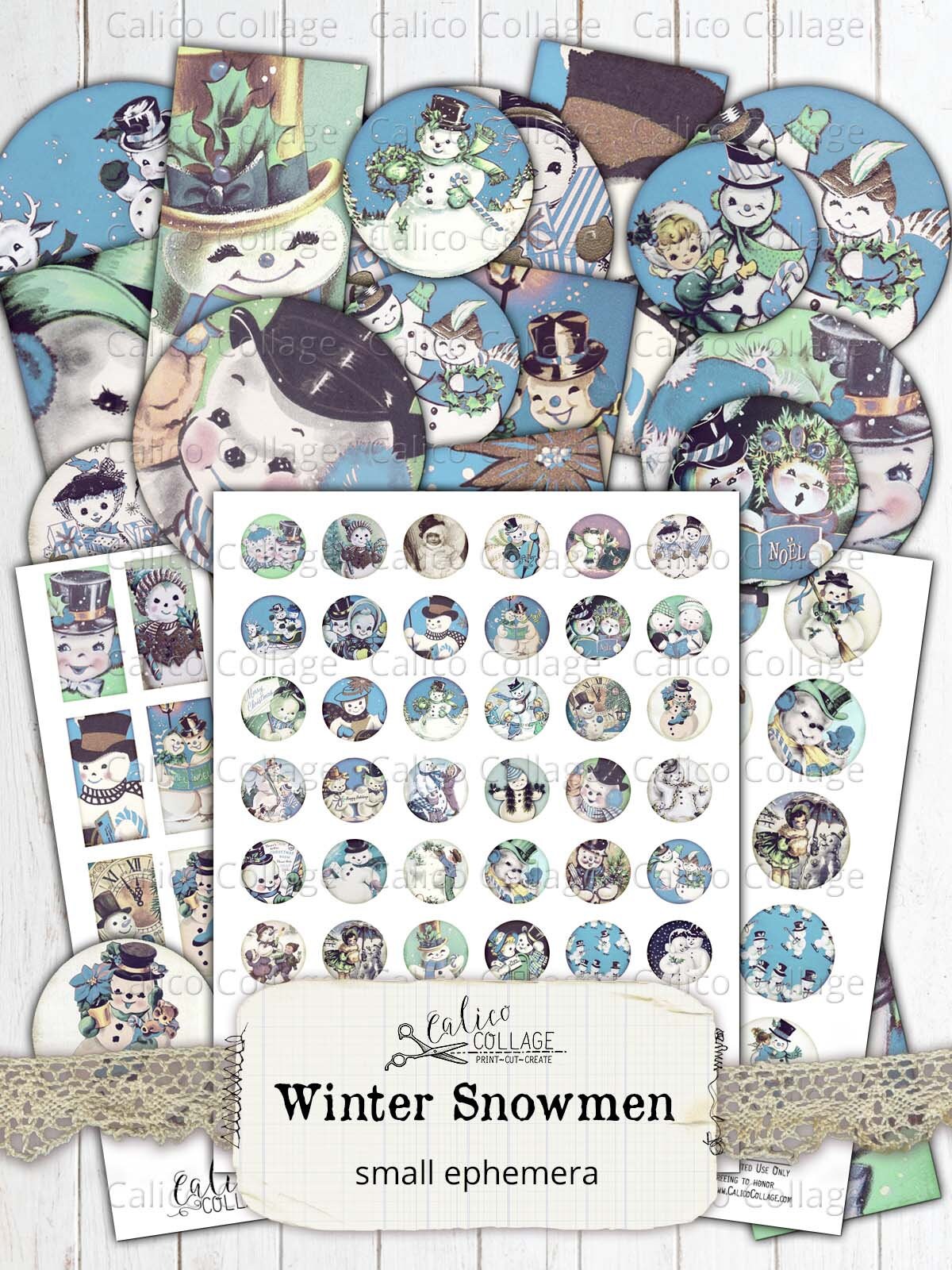 Printable Winter Snowman Ephemera Pack Fussy Cut Junk Journal - Etsy