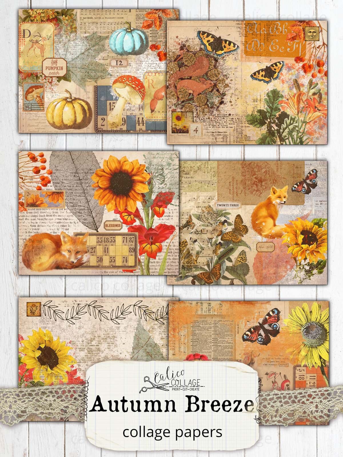 Autumn Collage Paper Junk Journal Digital Paper Kit - Etsy