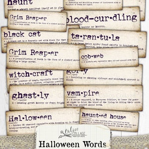 Halloween Dictionary Words, Junk Journal Printable, Halloween Ephemera ...