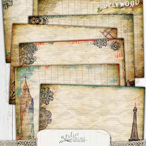 Printable Travel Junk Journal Kit Pages, Journaling Paper, Travel ...