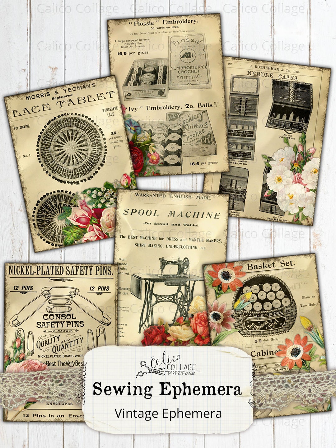 Sewing Ephemera Printable Journal Supplies, Vintage Printable, Junk ...
