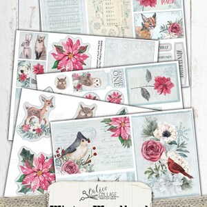 Winter Junk Journal Kit Printable Ephemera, Vintage Blue Snowy Winter ...