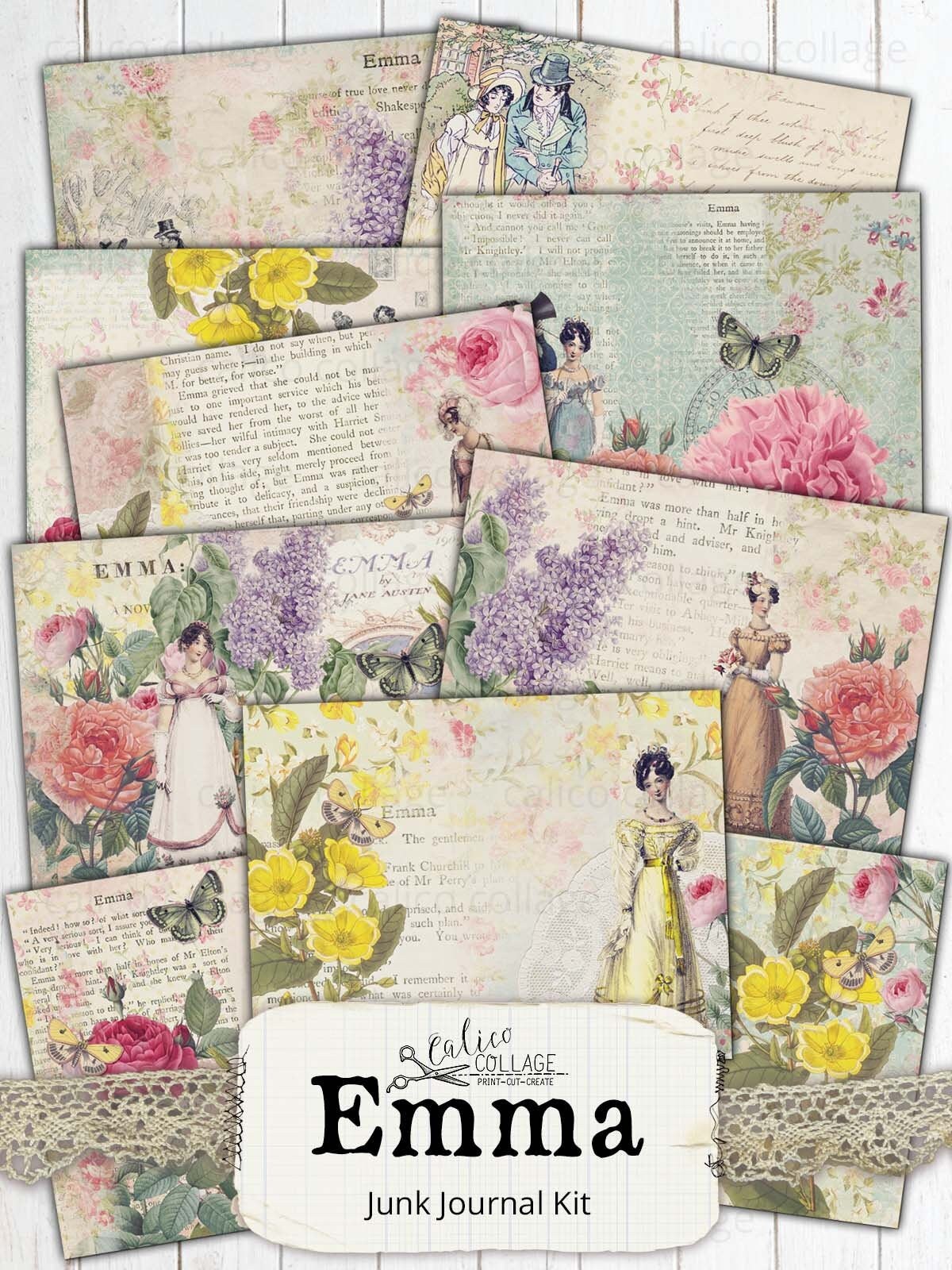Jane Austen Printable Junk Journal Kit Regency Ephemera | Etsy