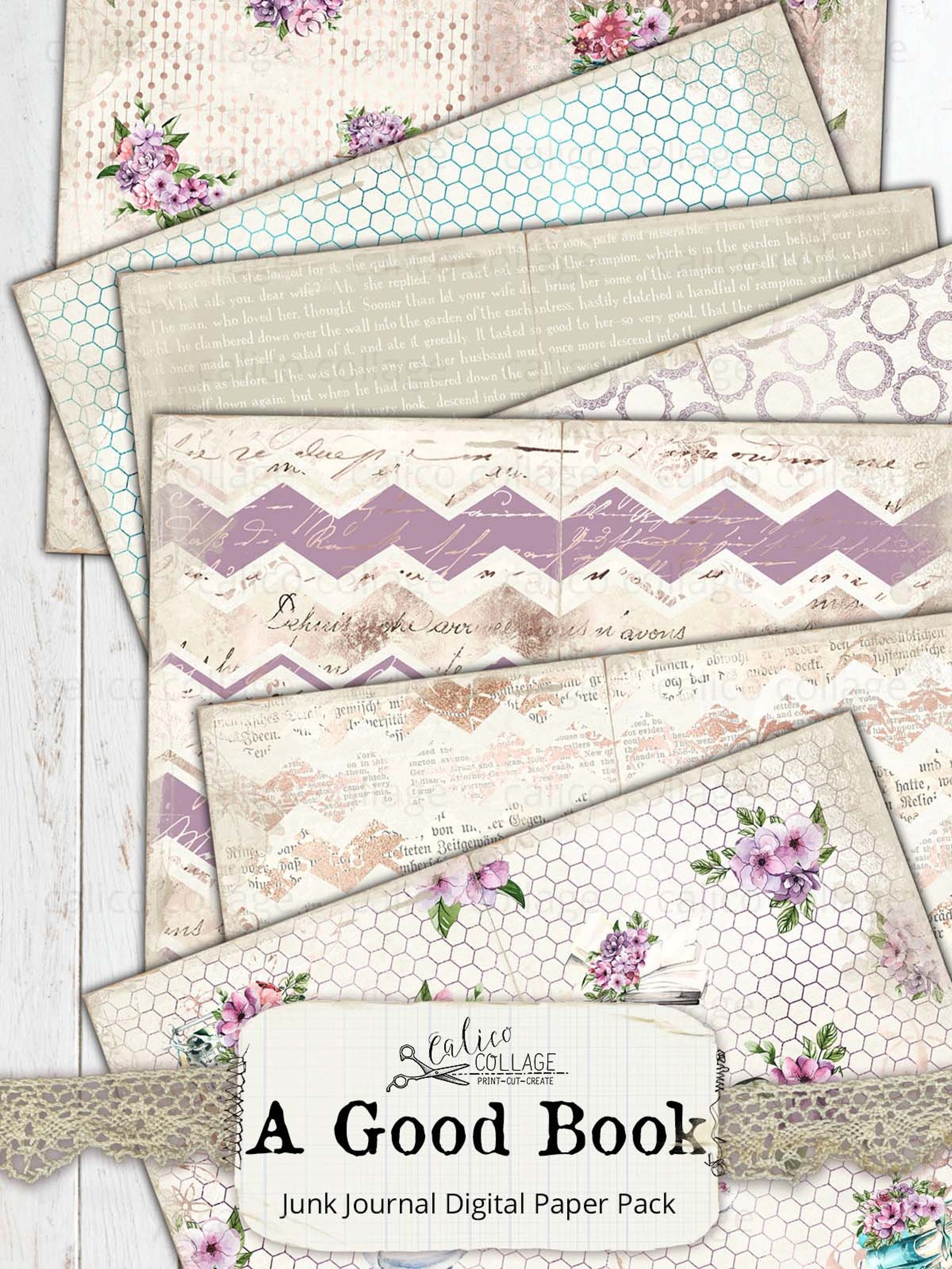 Printable Junk Journal Digital Paper Prints, Library Book Ephemera Pack ...