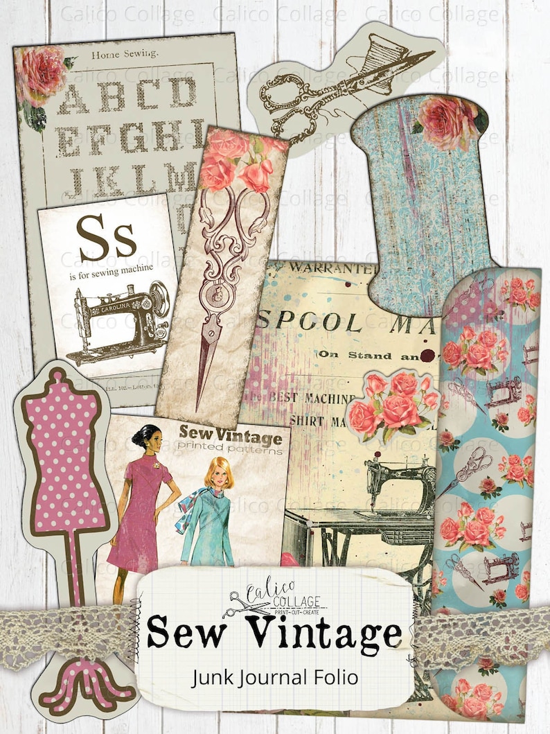 Sew Vintage Junk Journal Folio Junk Journal Kit Sewing - Etsy