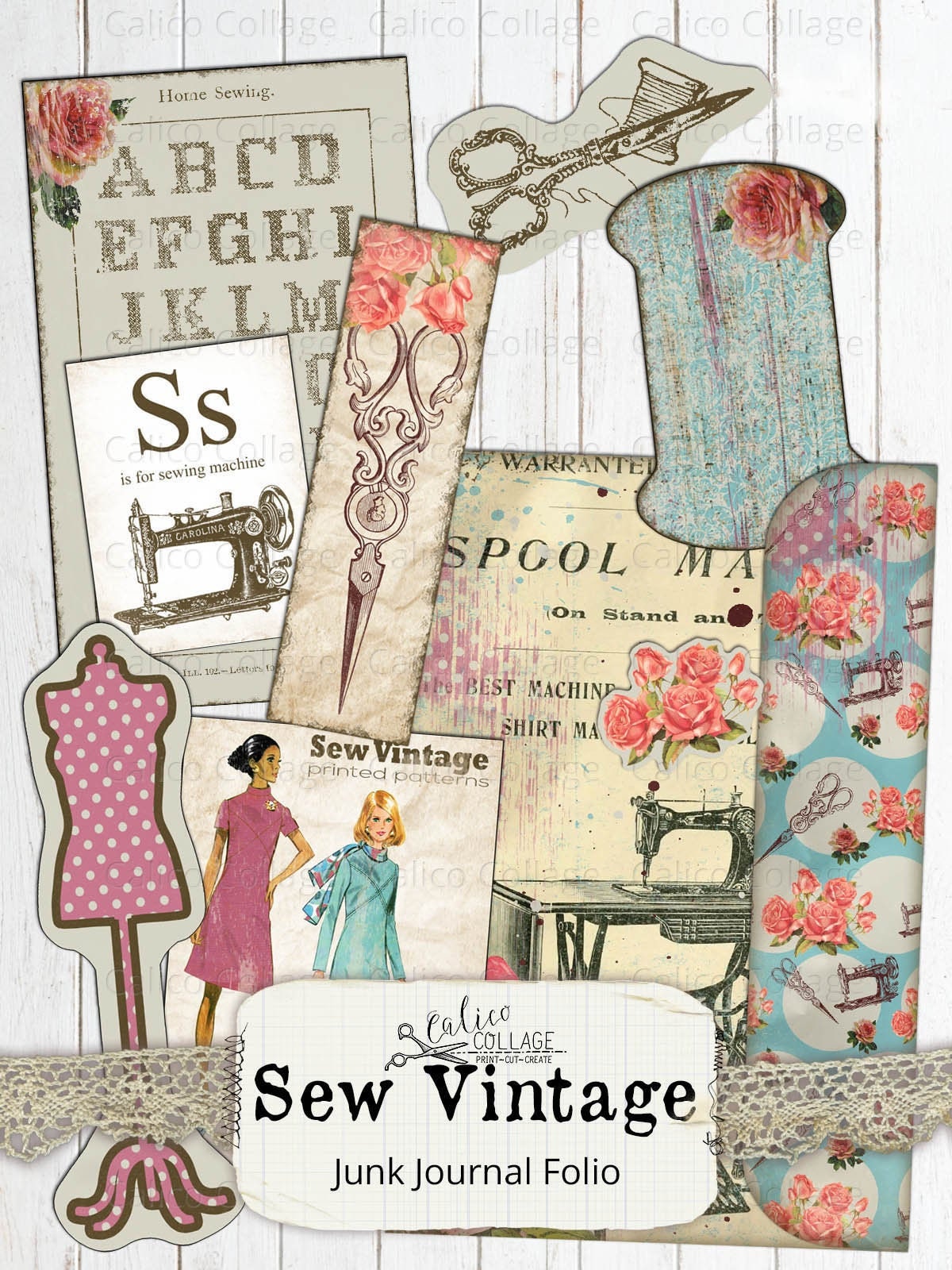 sewing ephemera junk journal vintage supplies Sewing notions Craft ...