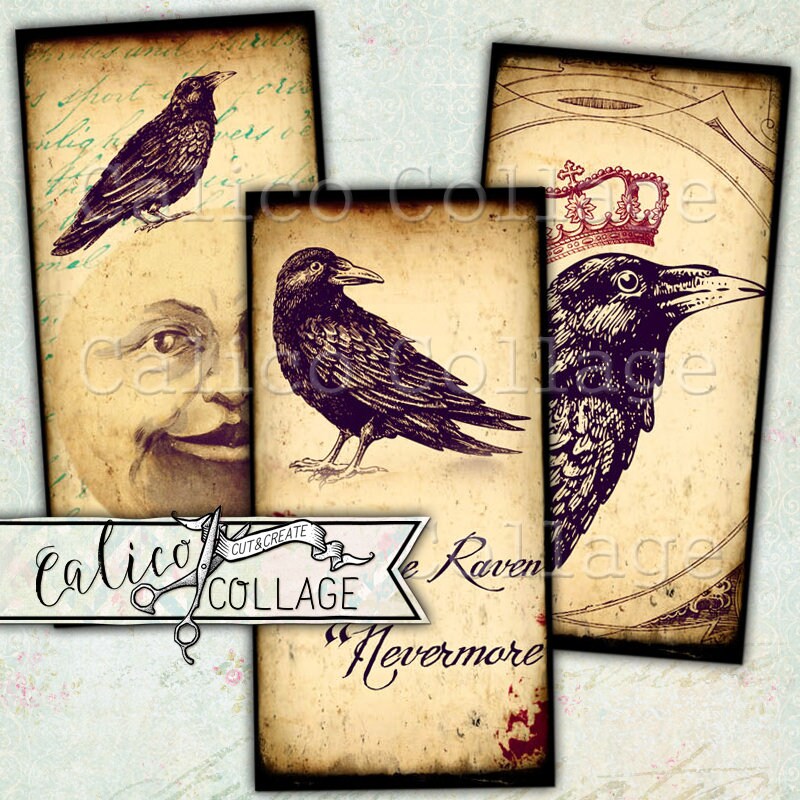 Printable Gothic Raven Domino Collage Sheet Halloween - Etsy