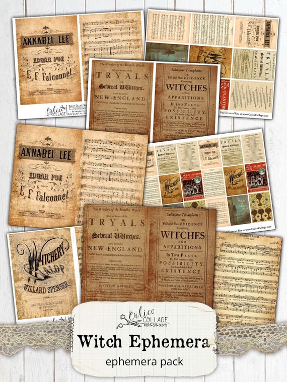 Printable Halloween Ephemera Witch Ephemera Junk Journal - Etsy