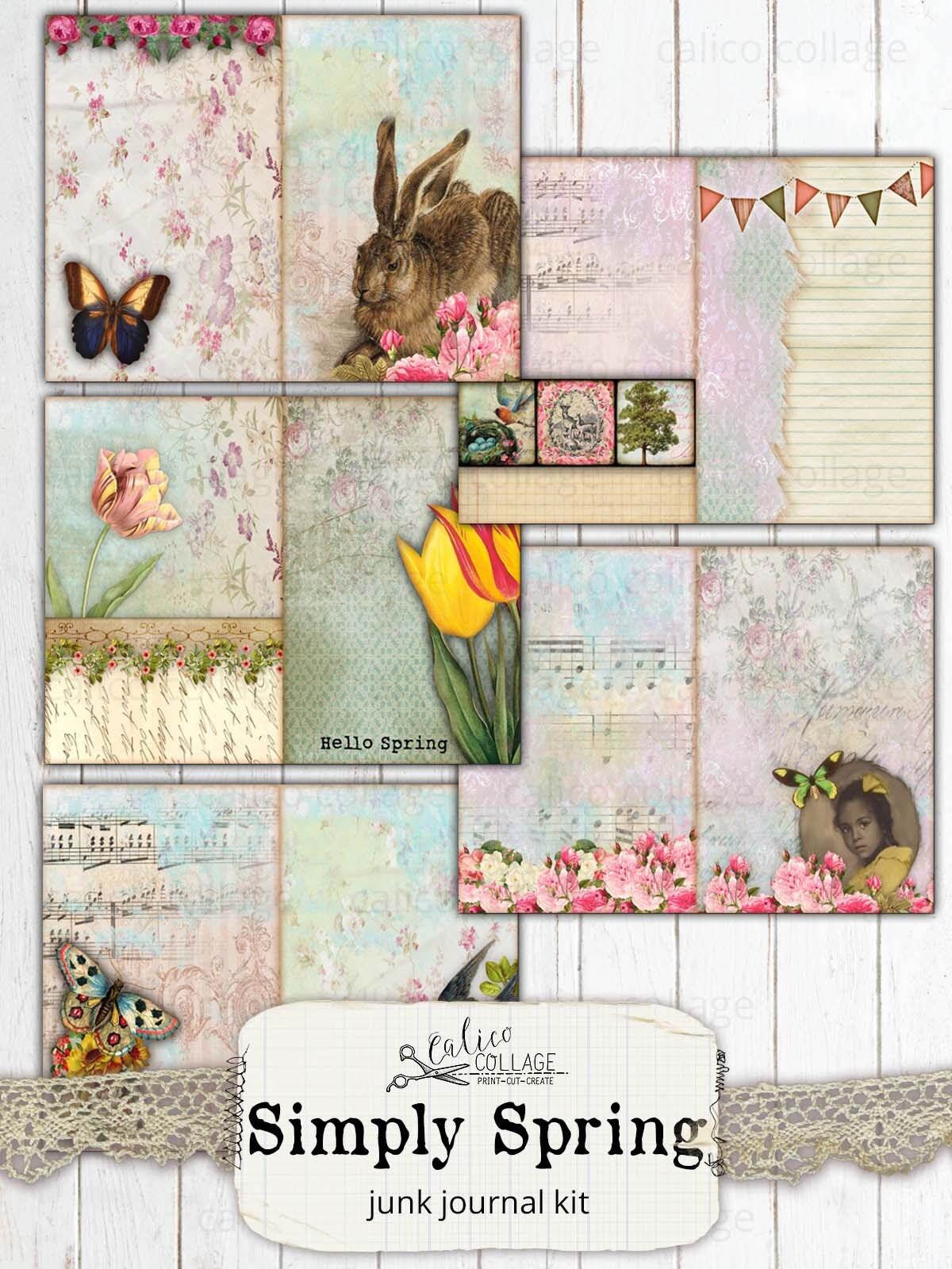 Spring Junk Journal Kit Bullet Journal Supplies Ephemera - Etsy