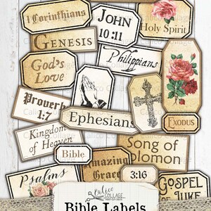 Faith Junk Journal Bible Labels, Vintage Ephemera Journaling Supplies ...