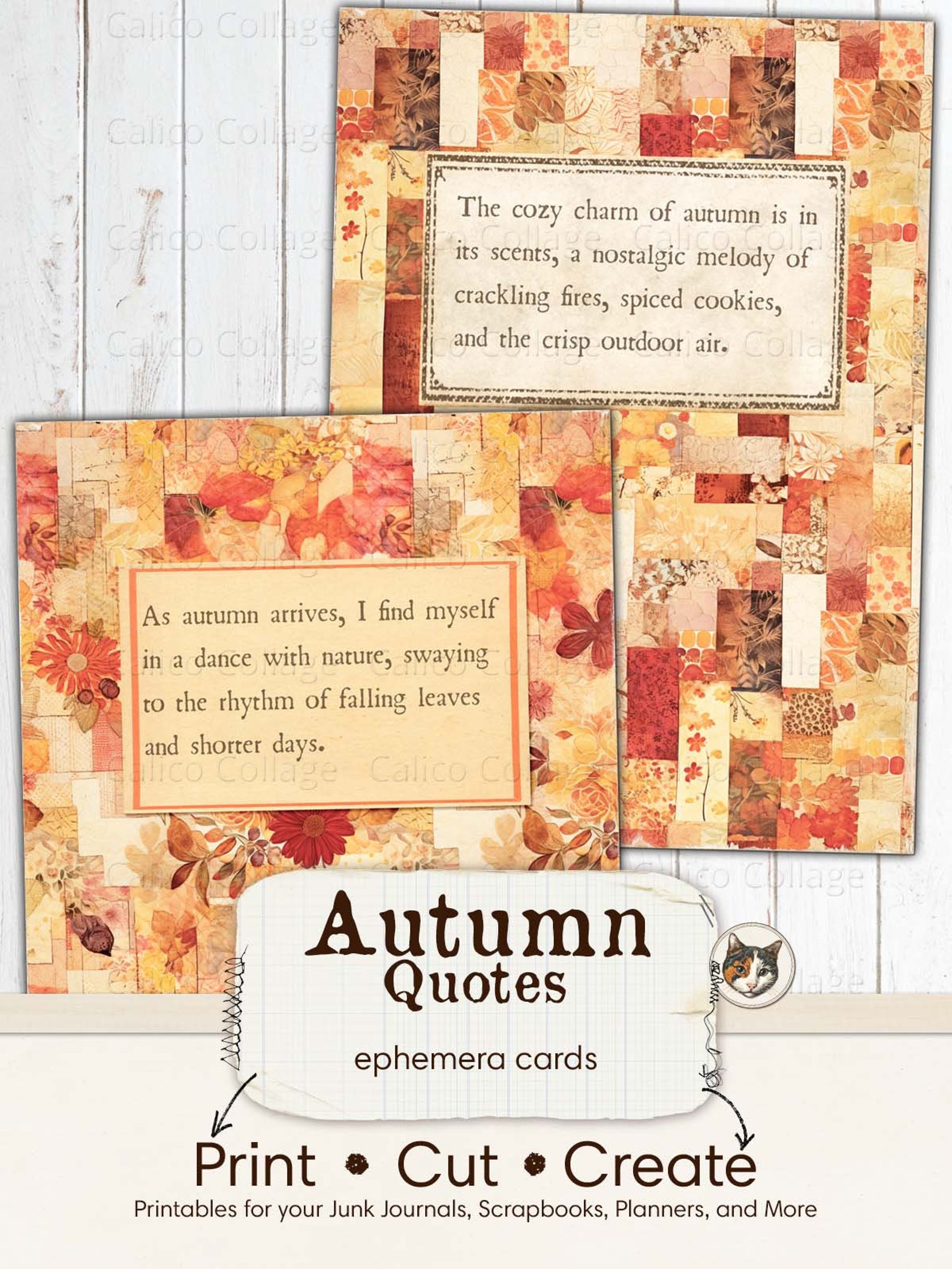 Autumn Quotes Junk Journal Printable, Fall Sentiments, Autumn Ephemera ...