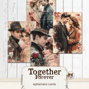Valentine Junk Journal Printable, Couples Ephemera Cards, Digital ...