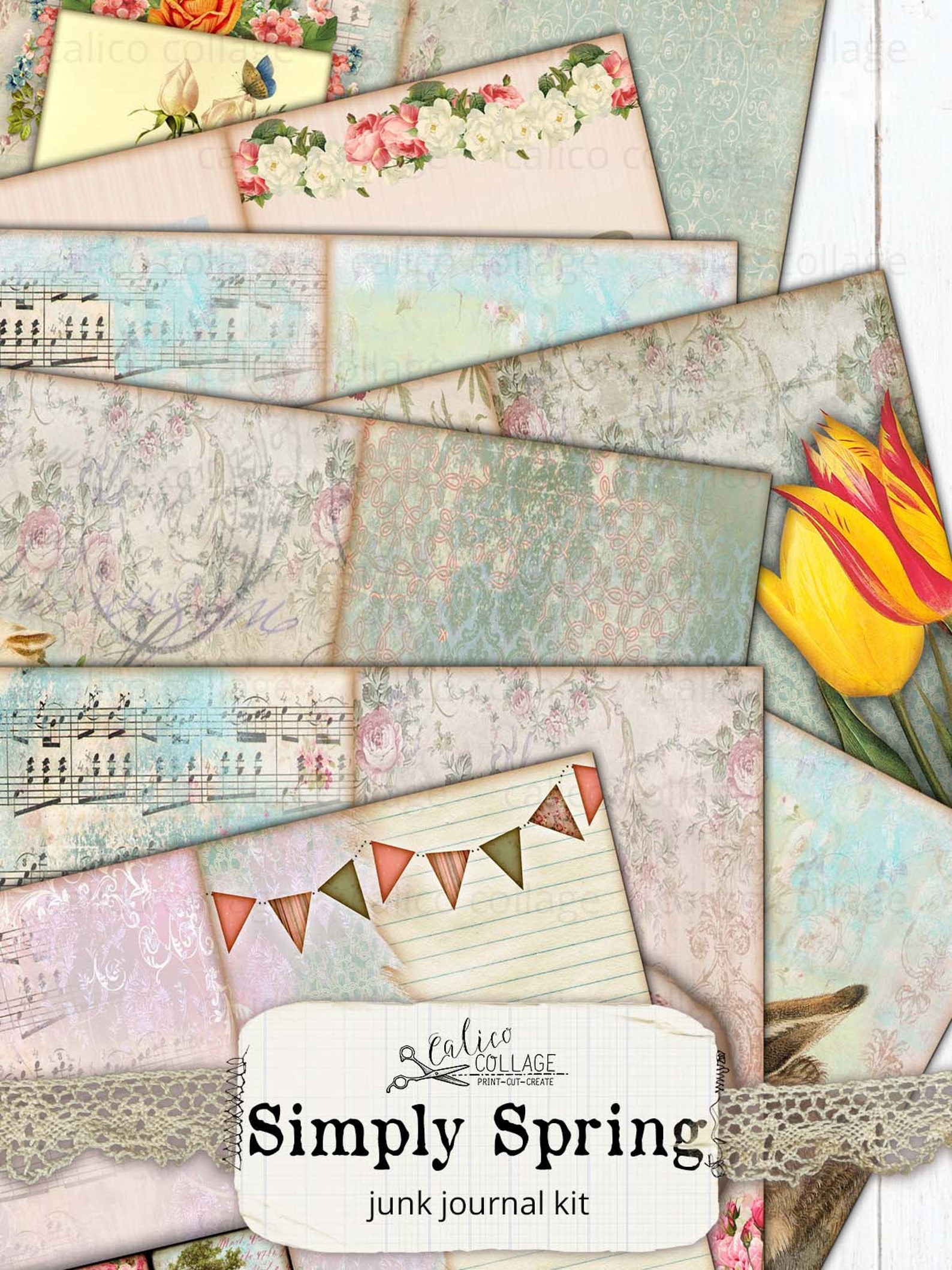 Spring Junk Journal Kit Bullet Journal Supplies Ephemera - Etsy