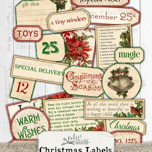 Fussy Cut Christmas Ephemera Labels, Printable Vintage Ephemera, Junk ...