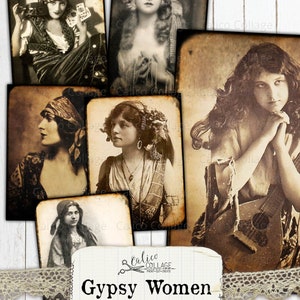 Printable Gypsy Women Junk Journal Ephemera Pack, Halloween Ephemera ...