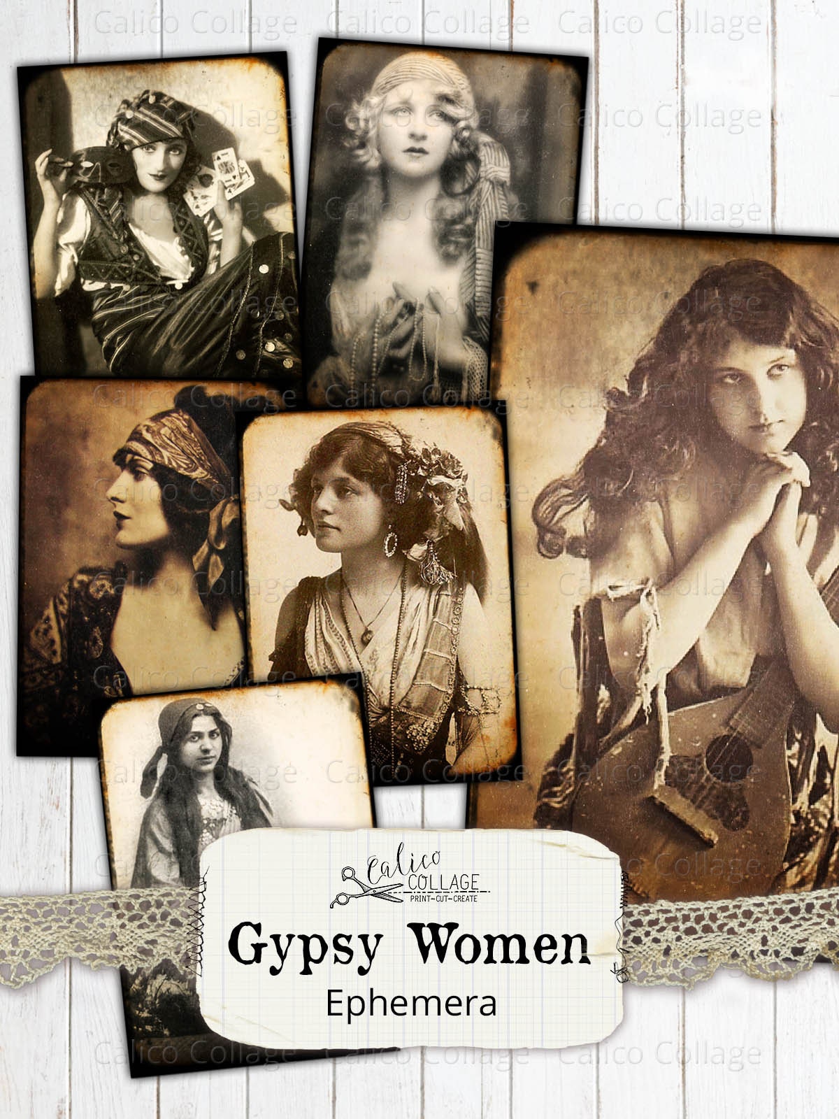 Printable Gypsy Women Junk Journal Ephemera Pack, Halloween Ephemera ...