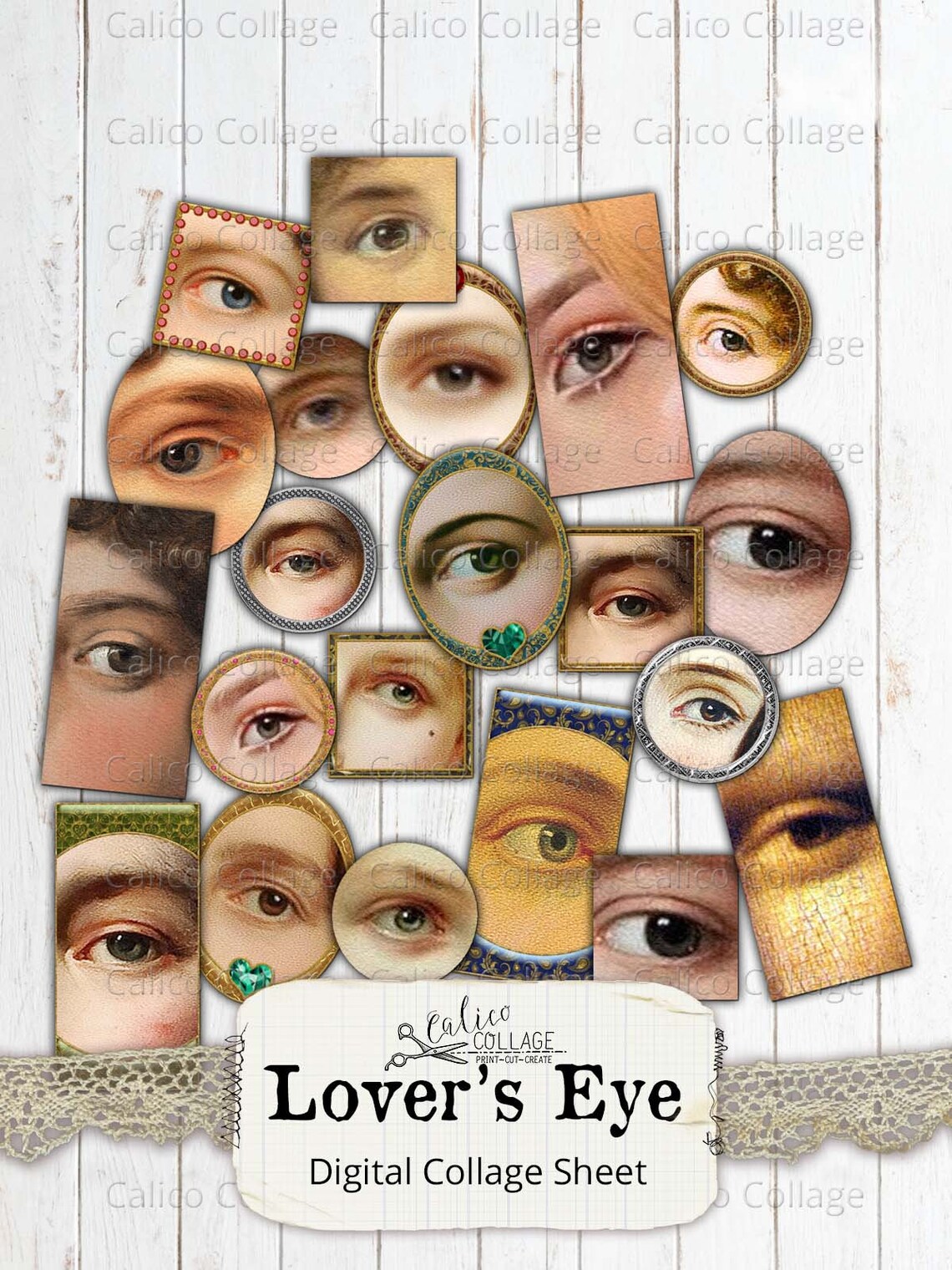 Printable Lovers Eye Pendent Images Digital Collage Sheet | Etsy