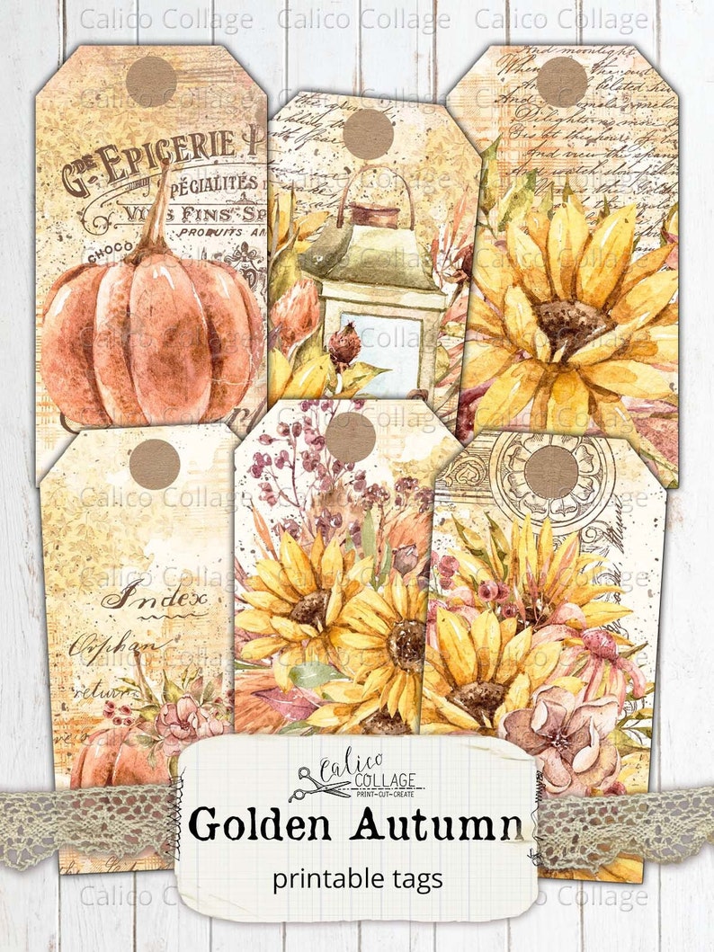 Autumn Junk Journal Tags Printable Digital Paper Prints - Etsy