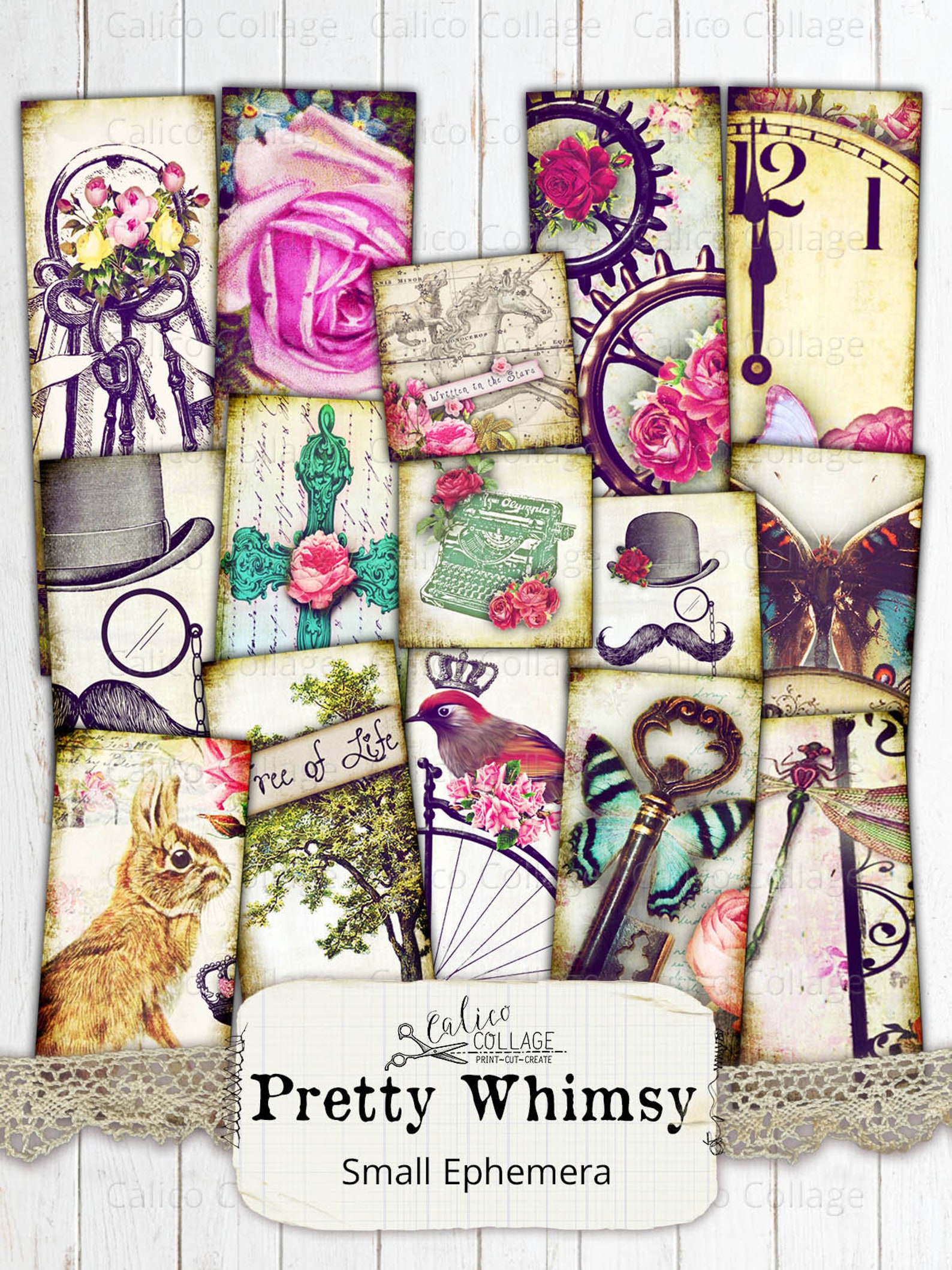 Printable Junk Journal Ephemera Pack Digital Collage Sheet - Etsy