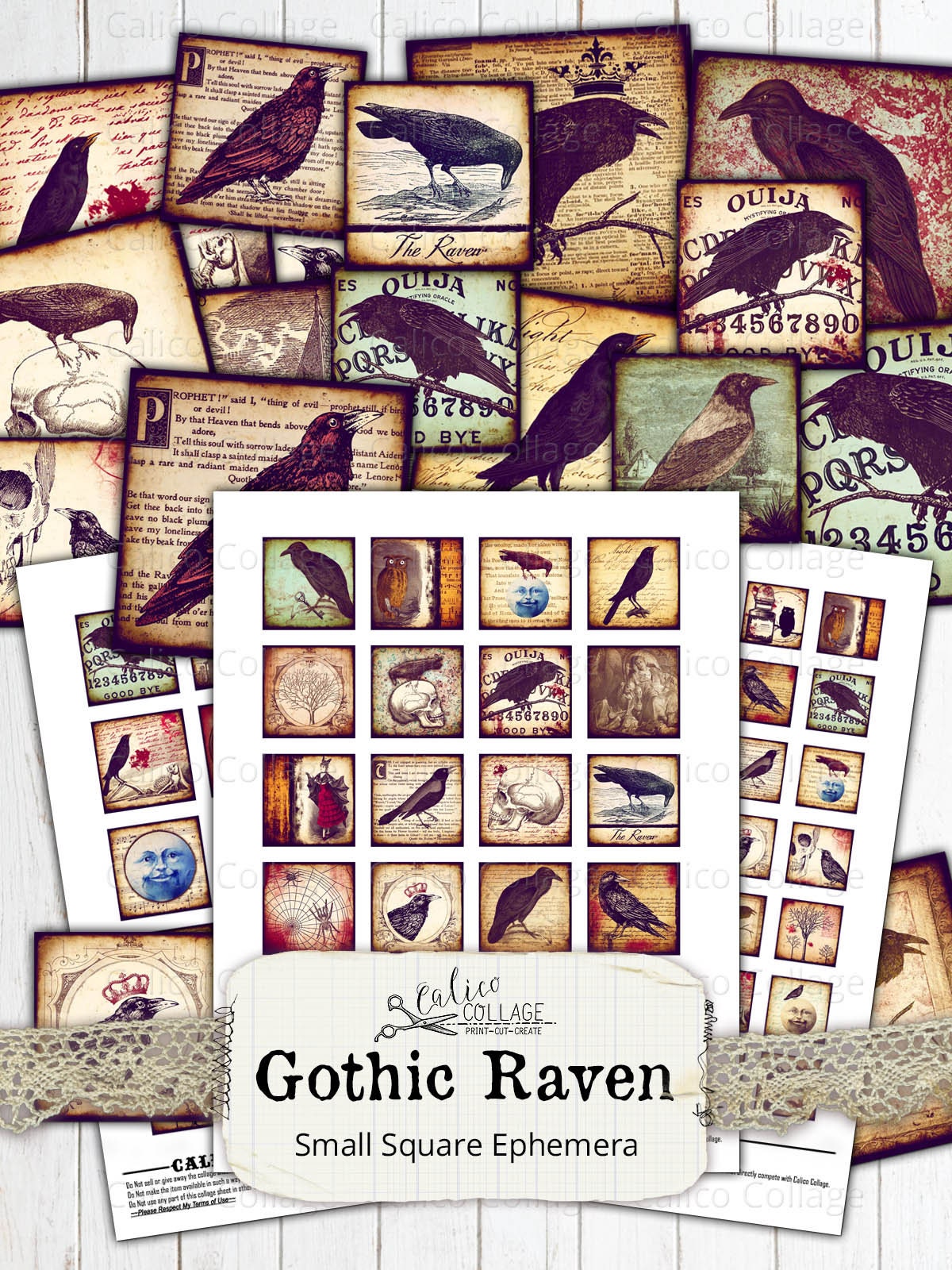 Printable Gothic Raven Junk Journal Ephemera Pack Vintage Etsy Australia