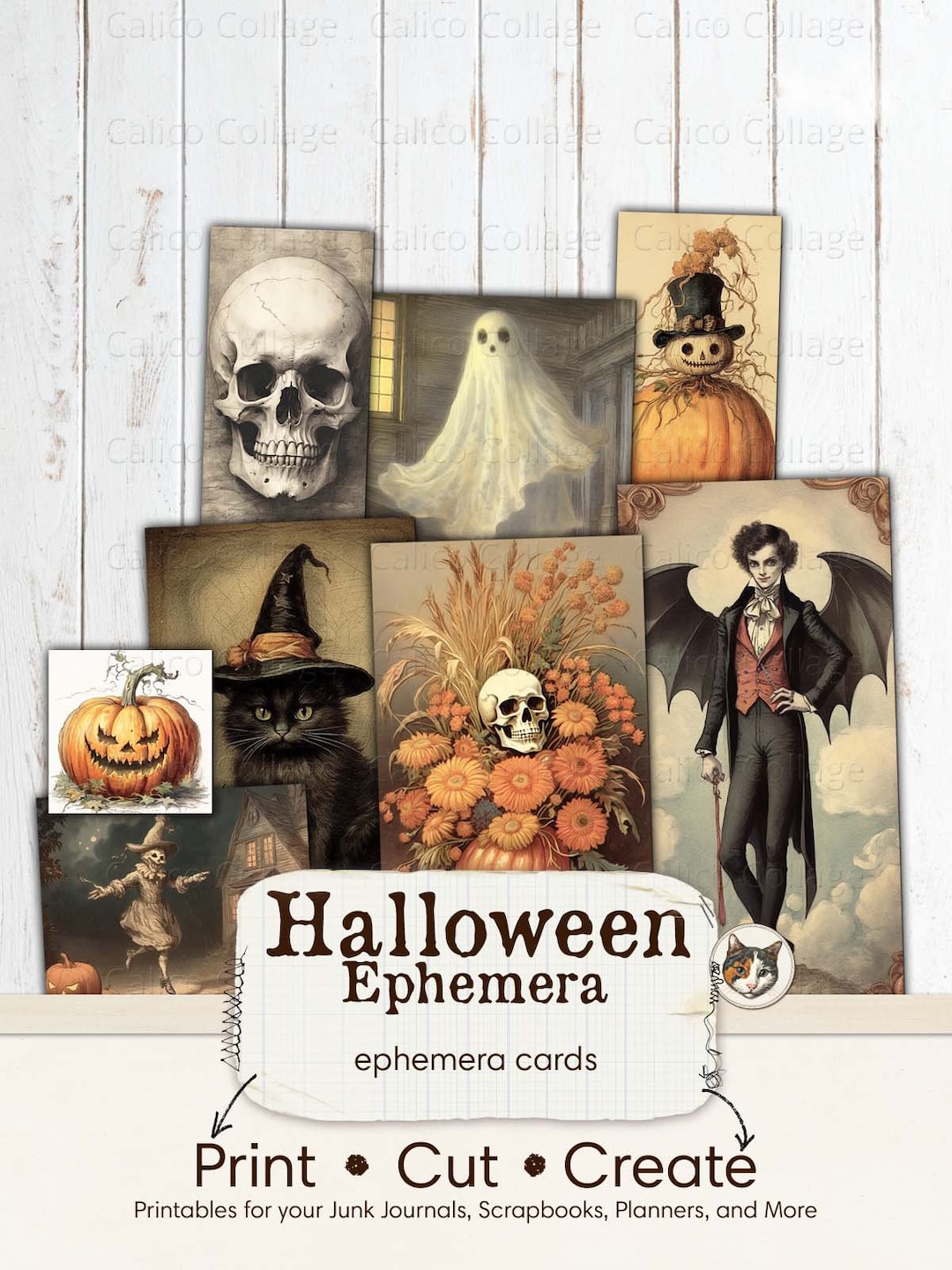 Halloween Ephemera Junk Journal Printable, Spooky Ephemera Pack ...