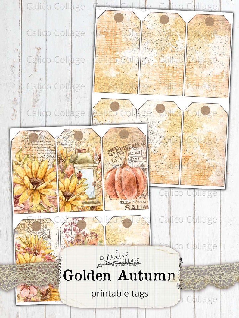 Autumn Junk Journal Tags Printable Digital Paper Prints - Etsy