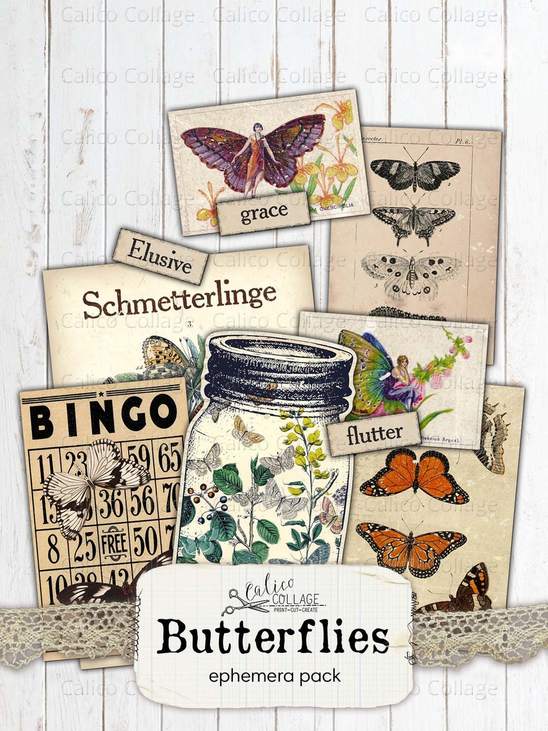 Butterfly Ephemera Pack for Junk Journals, Junk Journal Printable ...