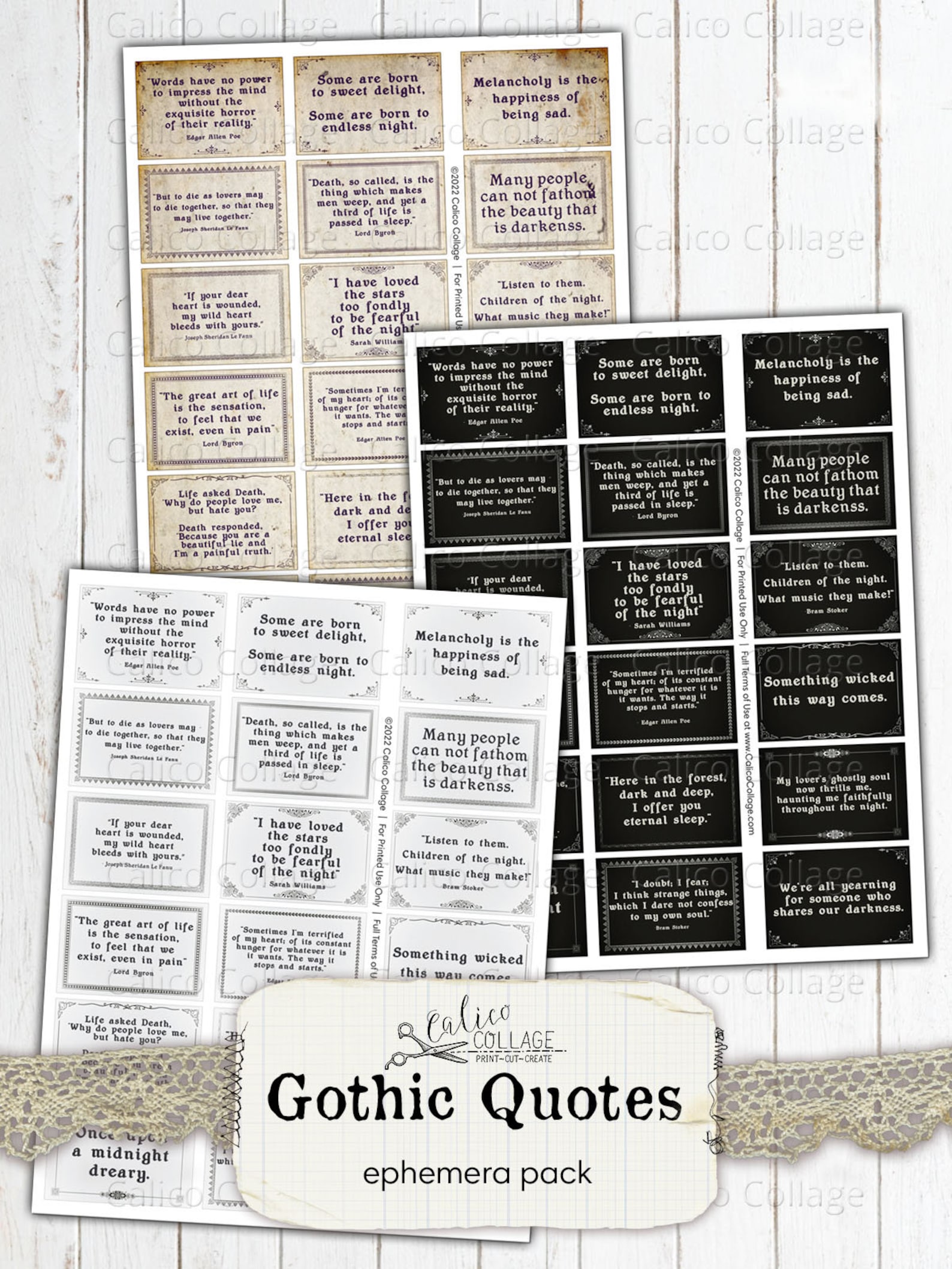 Gothic Quotes Junk Journal Printable Vintage Halloween Words - Etsy