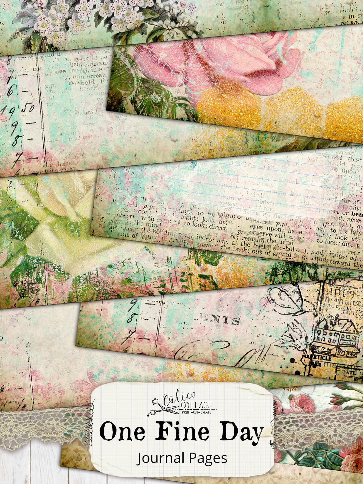 One Fine Day Printable Junk Journal Pages, Digital Papers, Ephemera ...