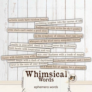 Whimsical Ephemera Words for Junk Journals, Unique Words Junk Journal ...