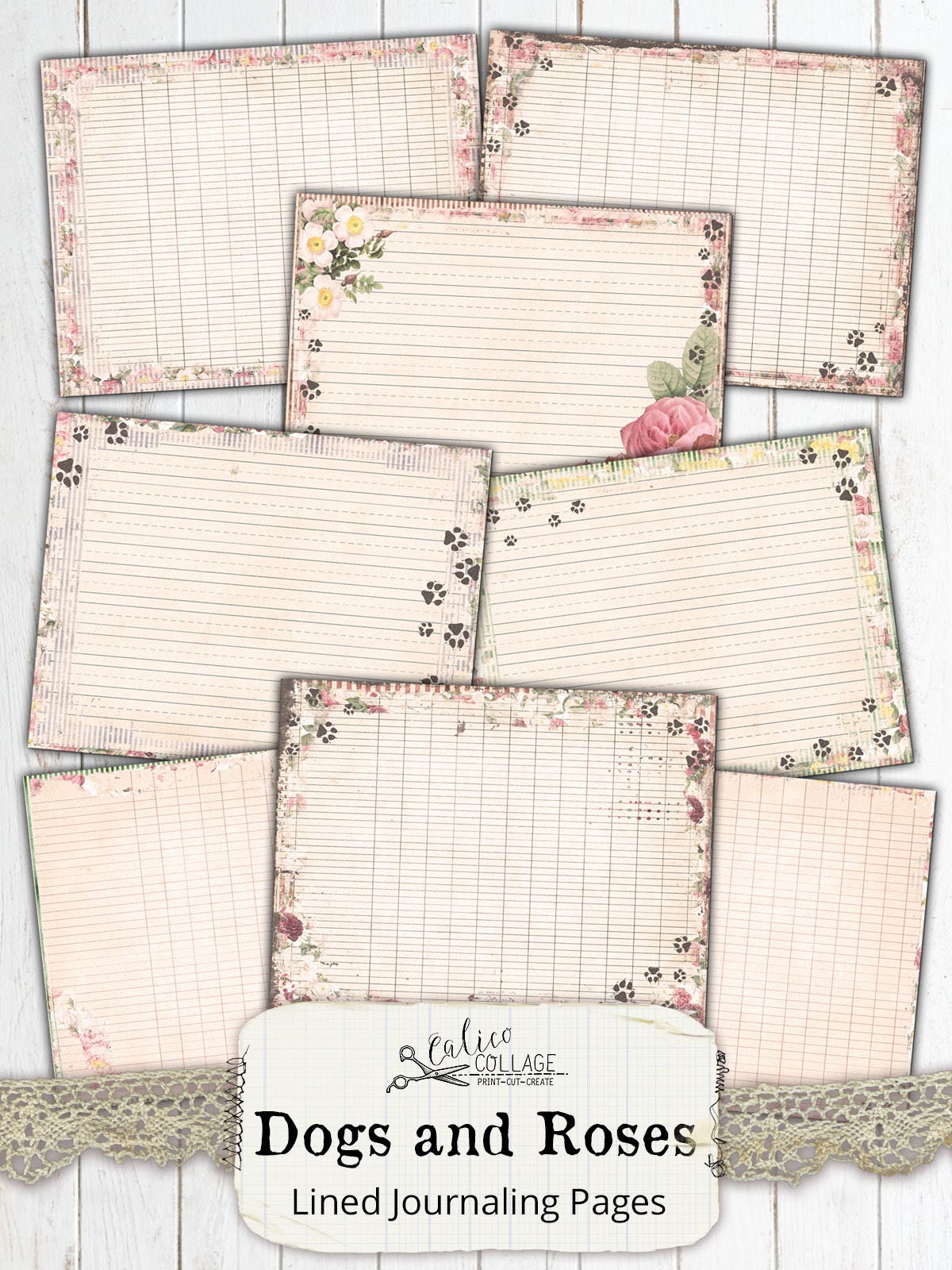 Dog Junk Journal Lined Journaling Pages Journal Supplies | Etsy