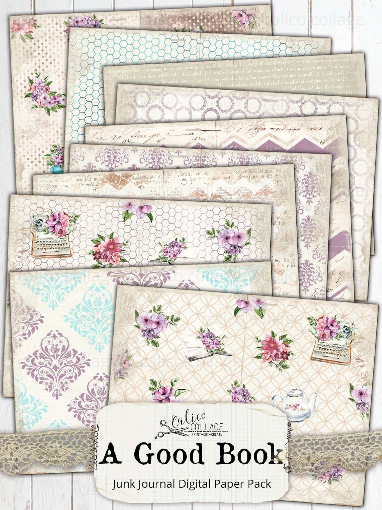 Printable Junk Journal Digital Paper Prints Library Book | Etsy