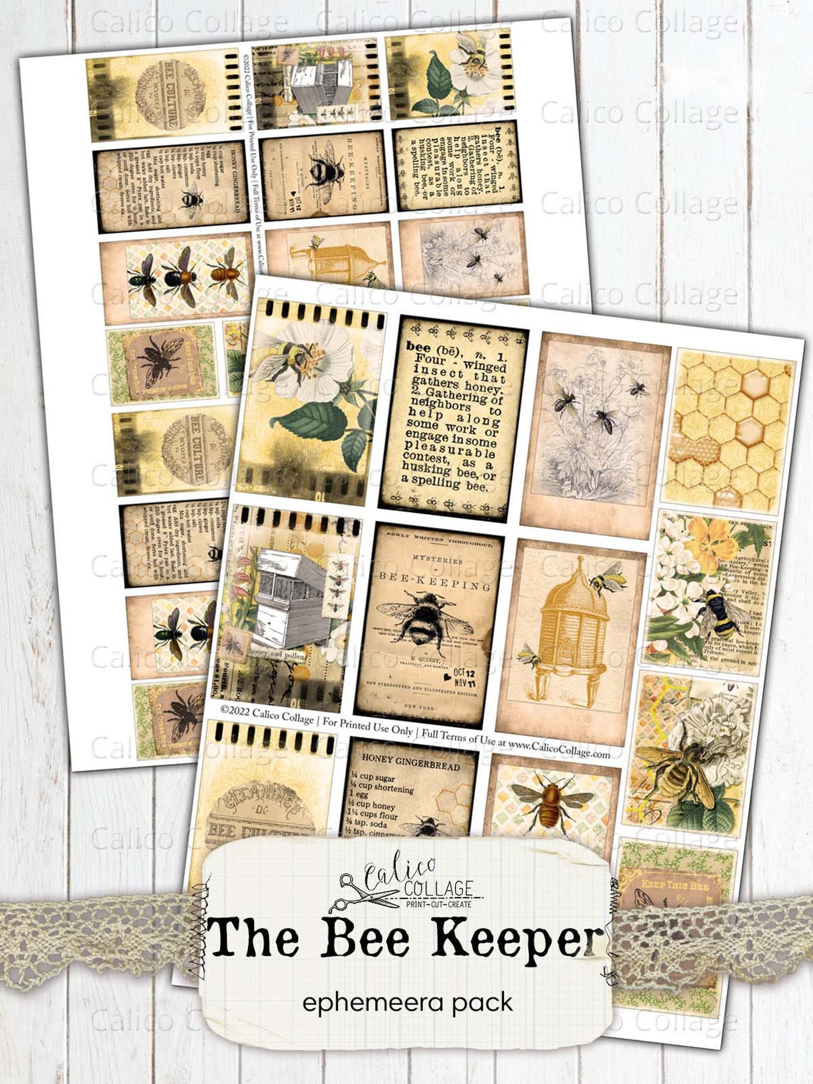Bee Ephemera Pack Vintage Bee Ephemera Honeybee Junk Journal - Etsy